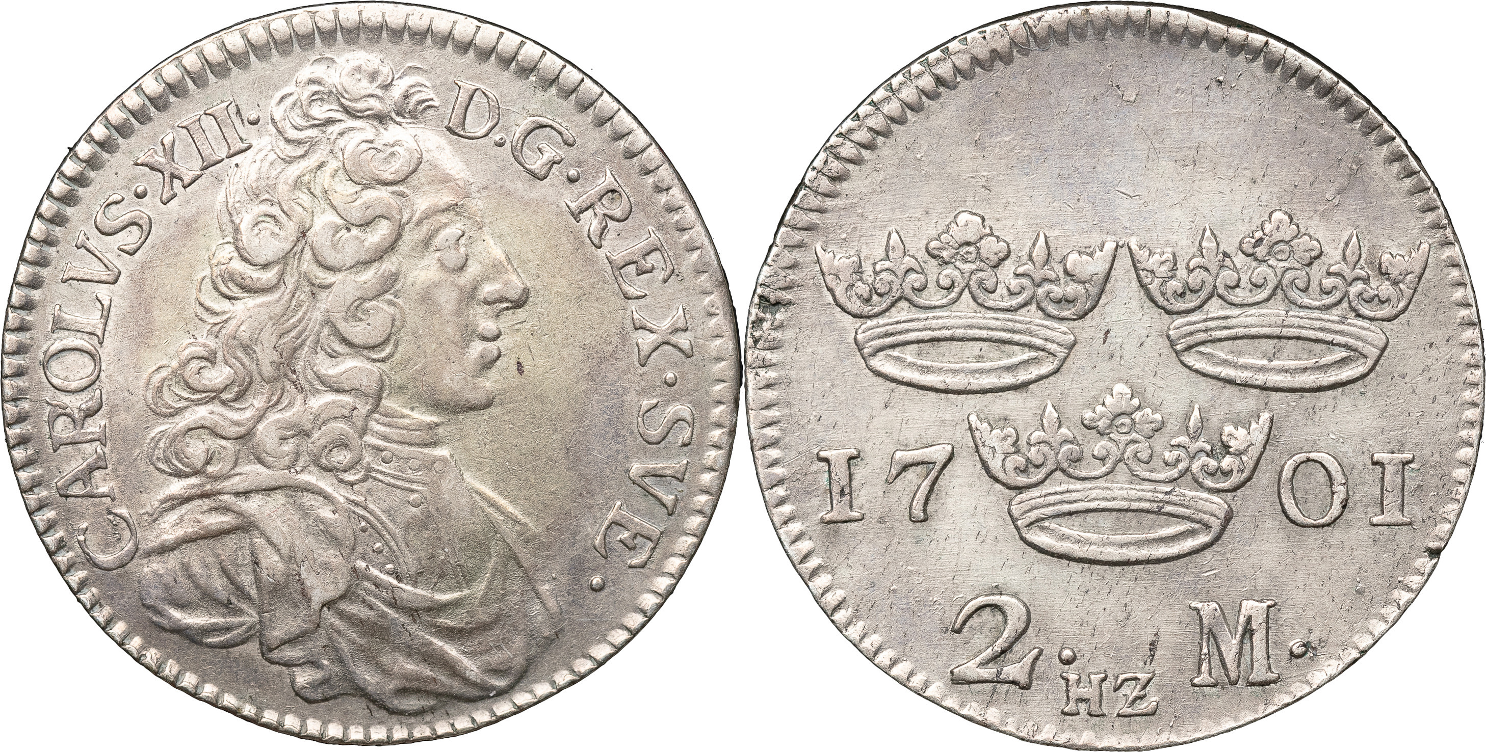 KARL XII (1697-1718). STOCKHOLM. 2 mark 1701. | Auktion