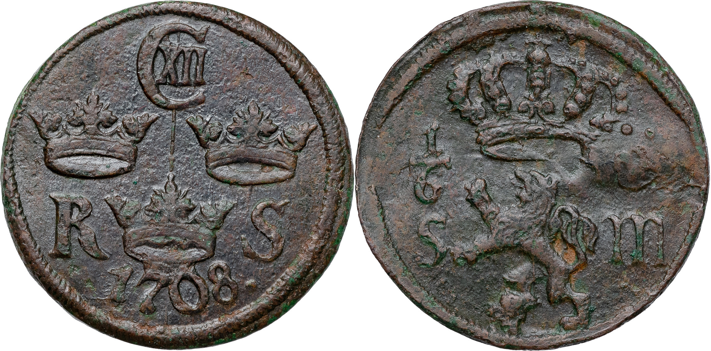 KARL XII (1697-1718). AVESTA. 1/6 öre SM 1708. | Auktion